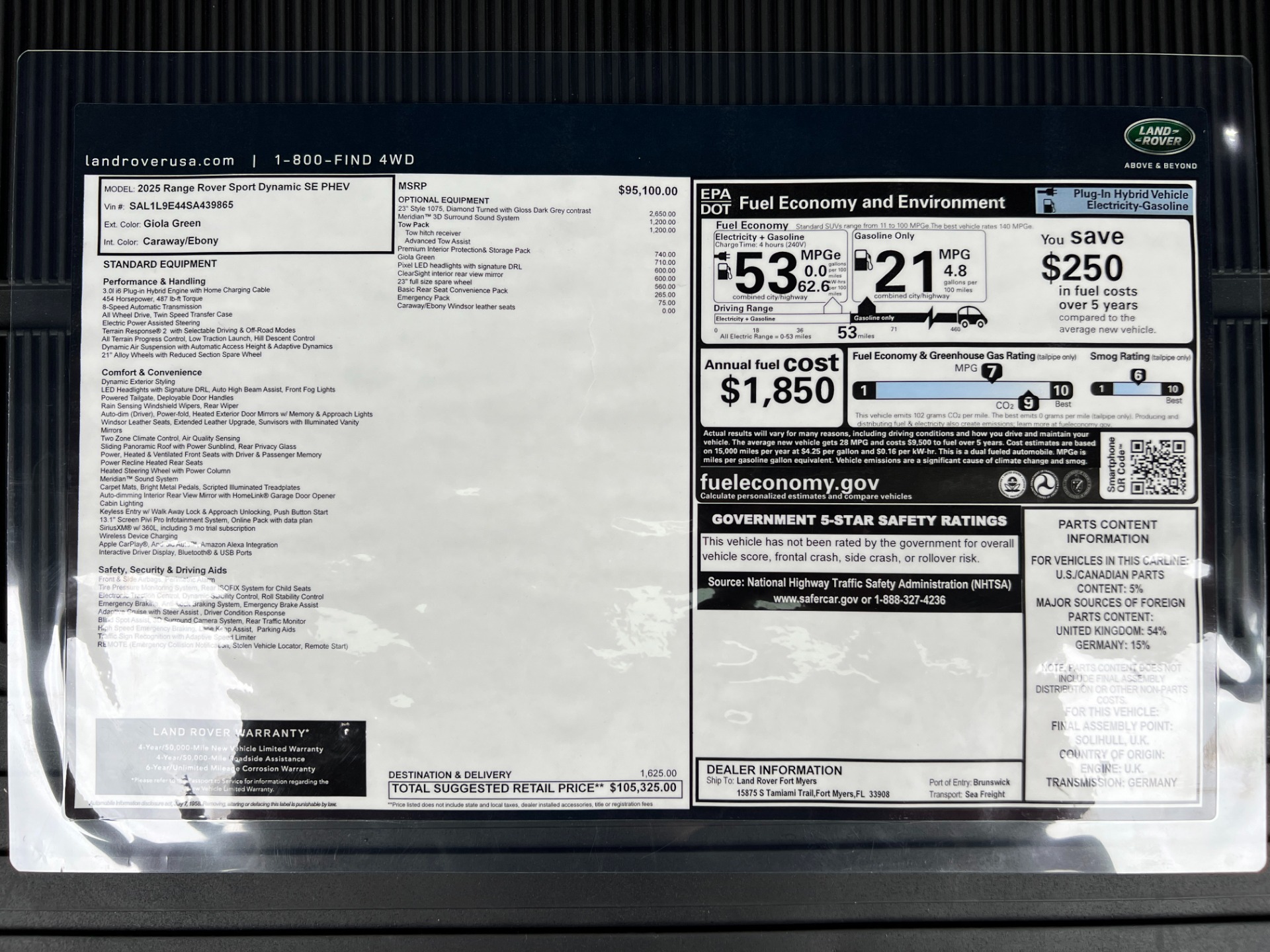 Used 2025 Land Rover Range Rover Sport P460e Dynamic SE For Sale ...